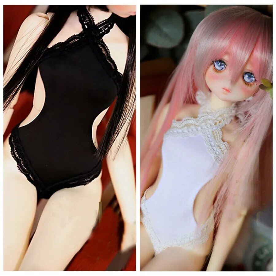 Вамами 38# Белое/Черное кружевное боди для кукол 1/4 1/3 Белый, White, 1-4 Doll
