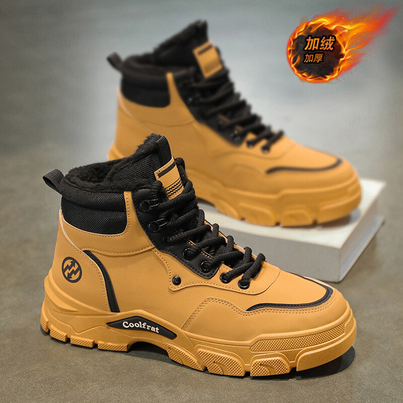 JYL Ботинки Мартин мужские Осень Ходьба Прочность Кожа/M118 yellow plus velvet