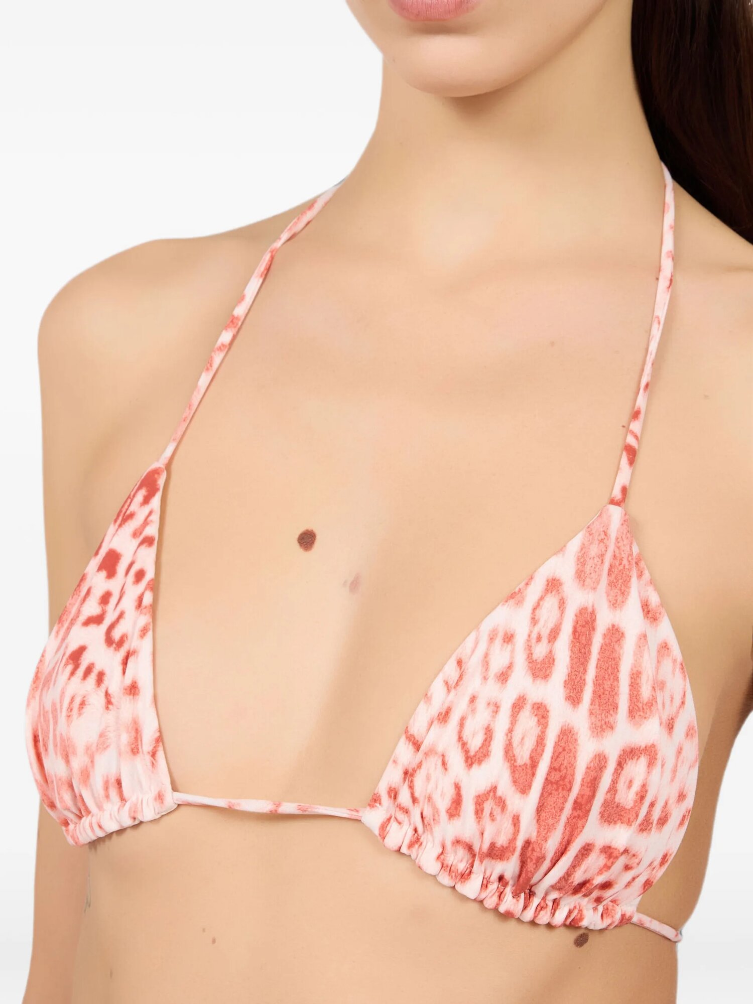 Купальник Roberto Cavalli Jaguar-print triangle bikini top, размер 40, coral pink — фото 1