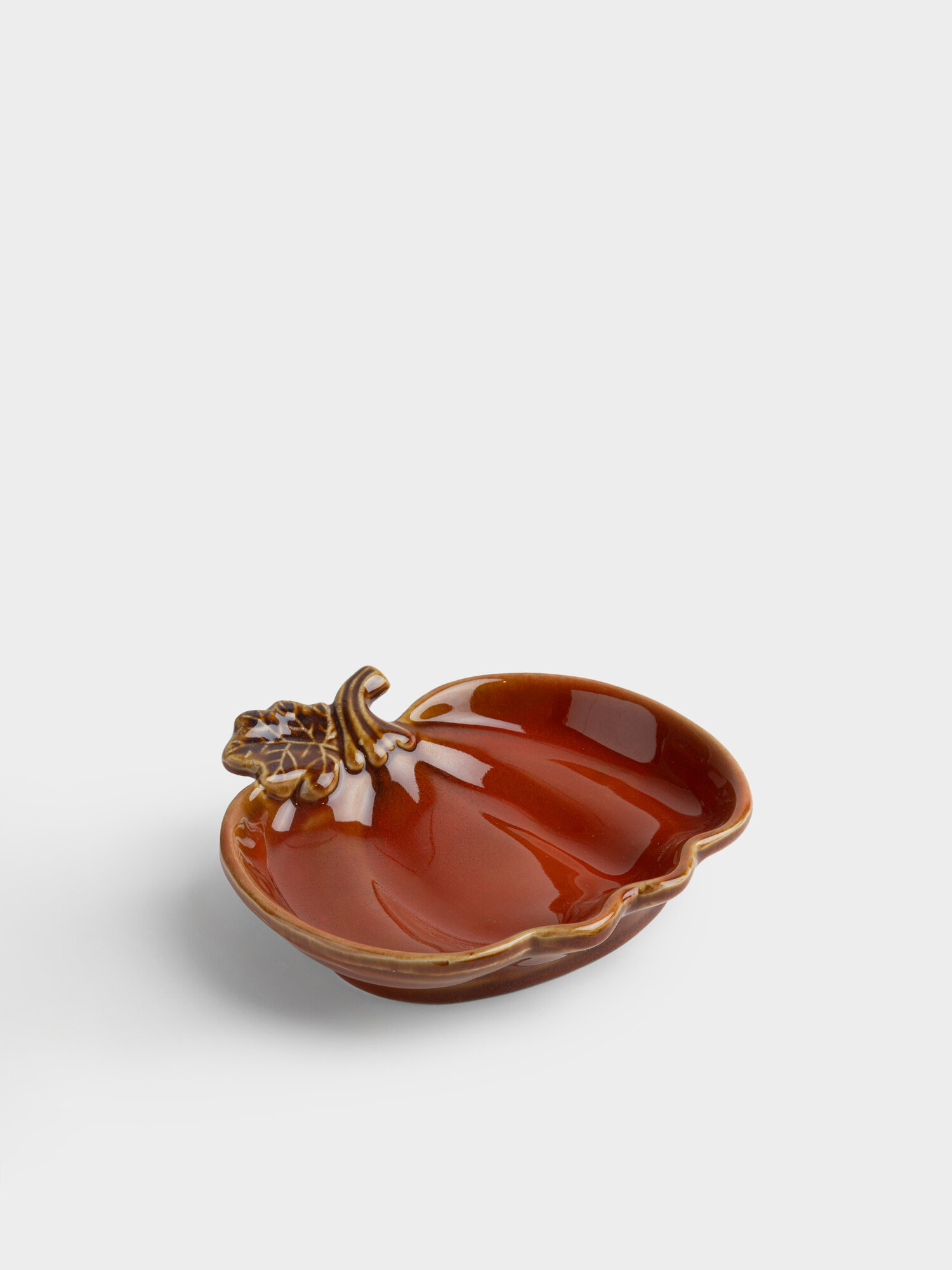 Блюдо, 17х15х5 см, керамика K, оранжевое, Тыква с листом, Autumn gourds