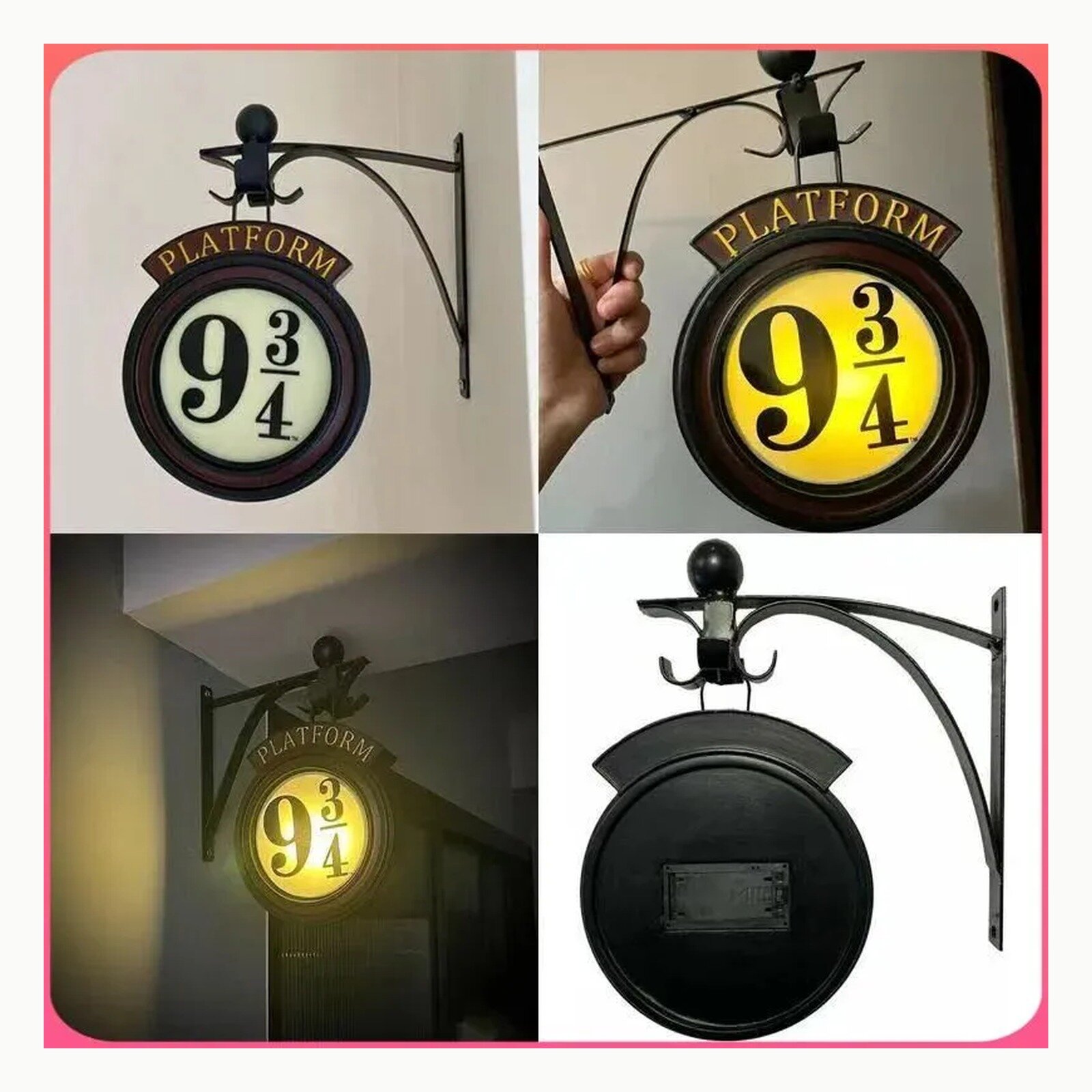 Декоративный светодиодный ночник светильник Гарри Поттер Platform 9 3/4 на металлическом кронштейне