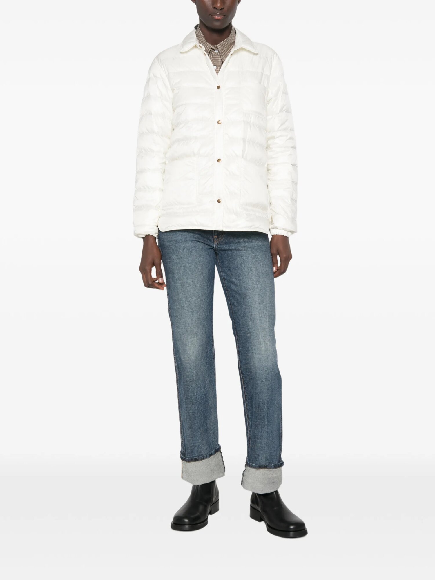 Куртка Moncler Quilted long-sleeve jacket, размер 46, бежевый/белый — фото 1