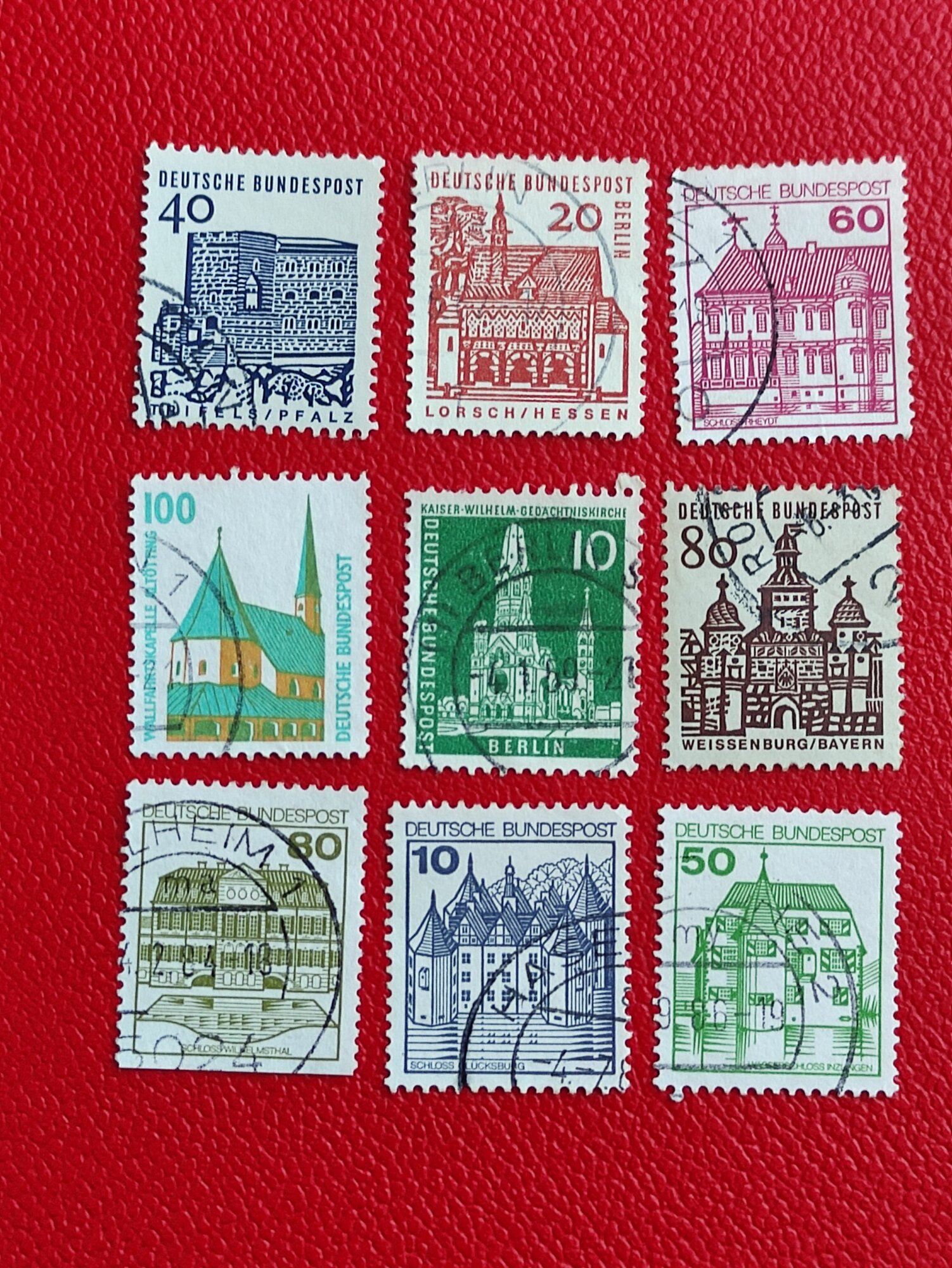 Марки Германия 1970. Здания Германии: "Замки, крепости и другие достопримечательности". Гашение. Редкость - см фото
