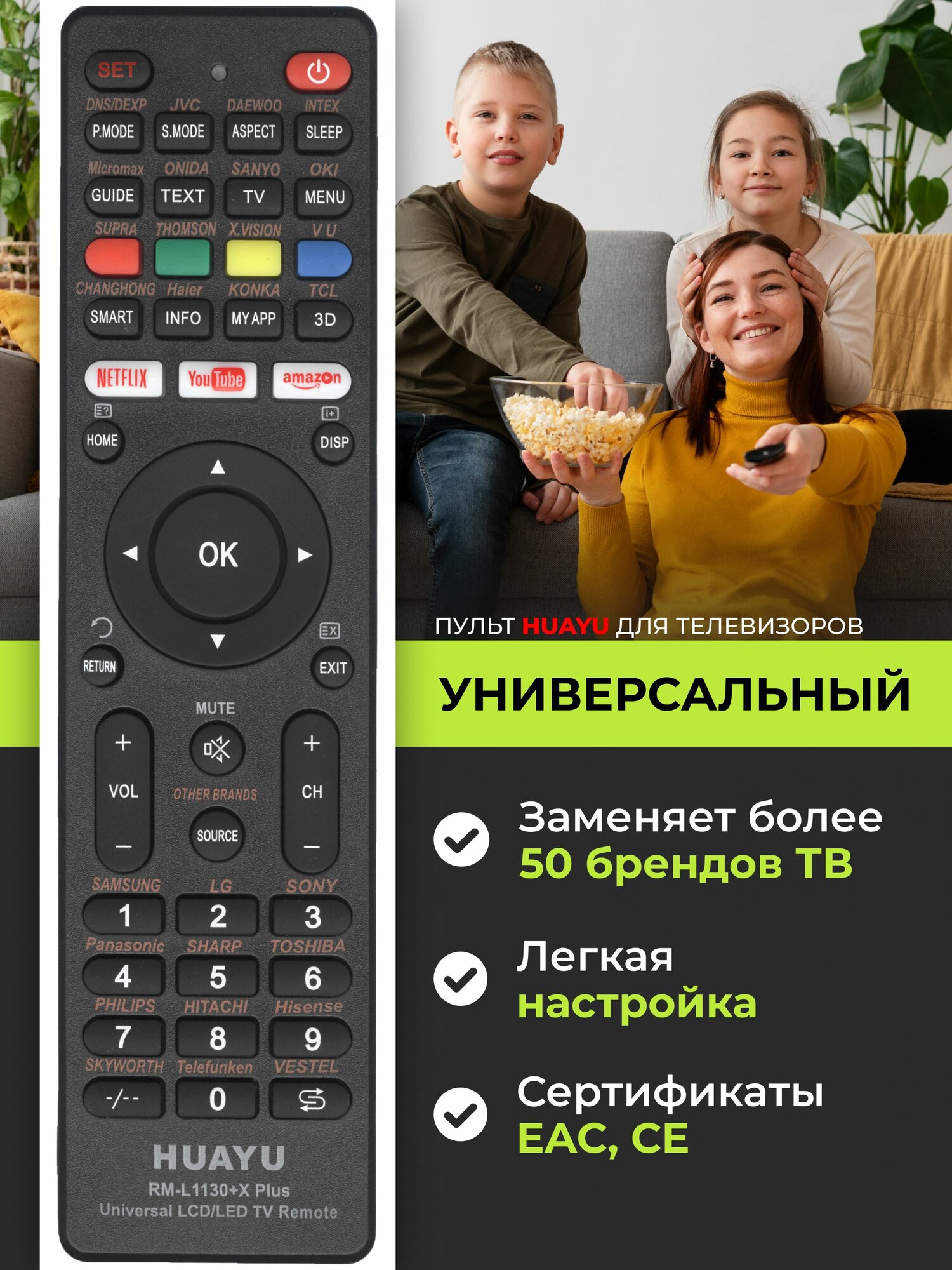 HRM1722 Универсальный пульт для телевизоров различных брендов пульт ДУ для ТВ для разных брендов