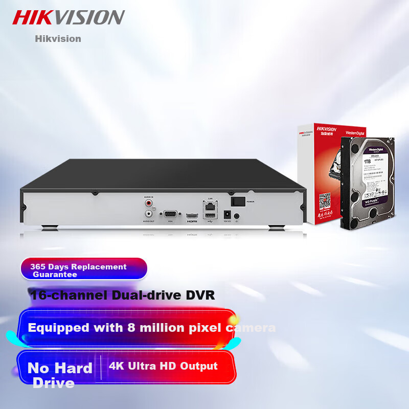 HIKVISION 16-канальный NVR-рекордер с двойным отсеком для дисков поддержка 8 ТБ, без жесткого диска DS-7816N Версия：Без
