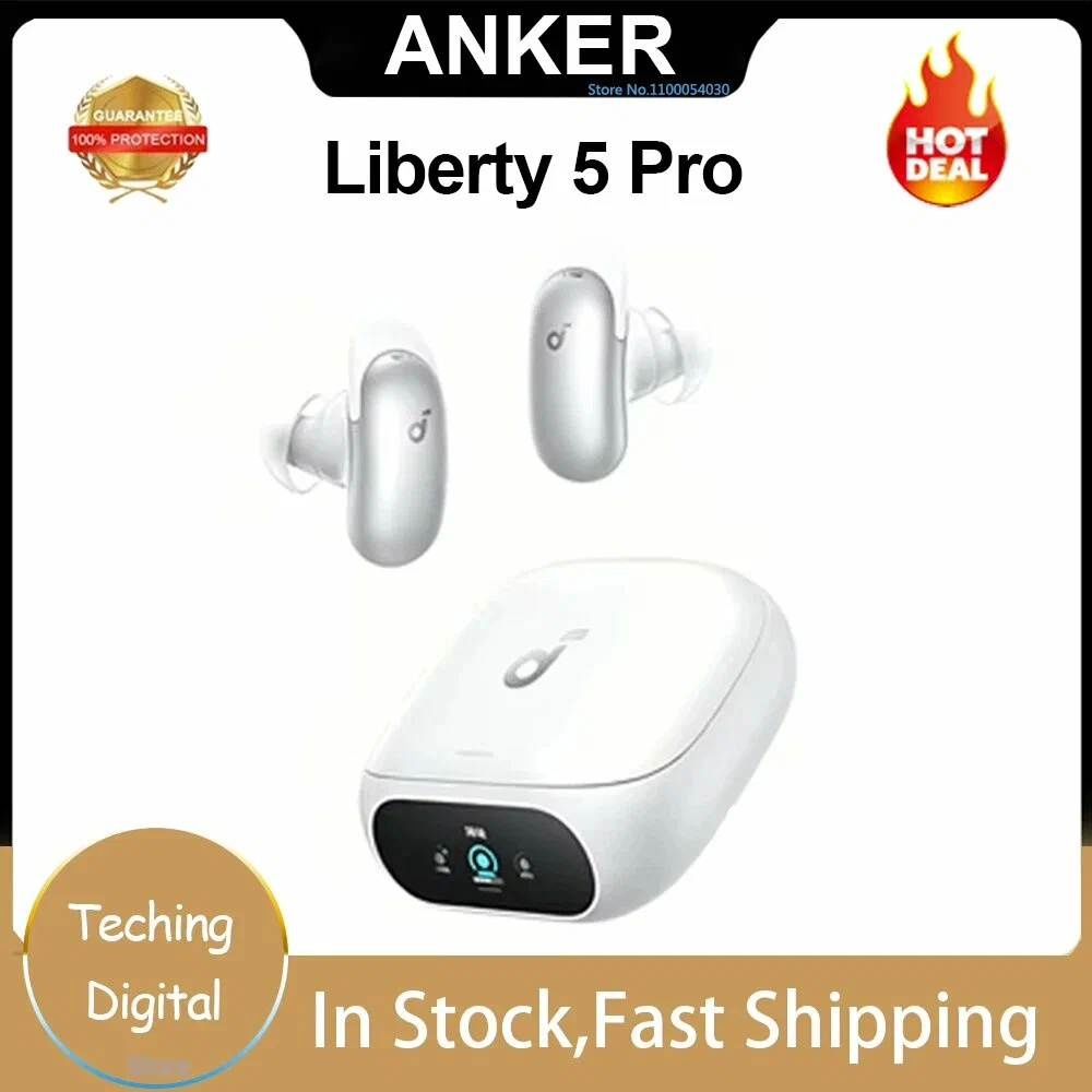 Беспроводные Bluetooth наушники Anker Liberty 5 Pro с шумоподавлением и ИИ для офисных совещаний, White