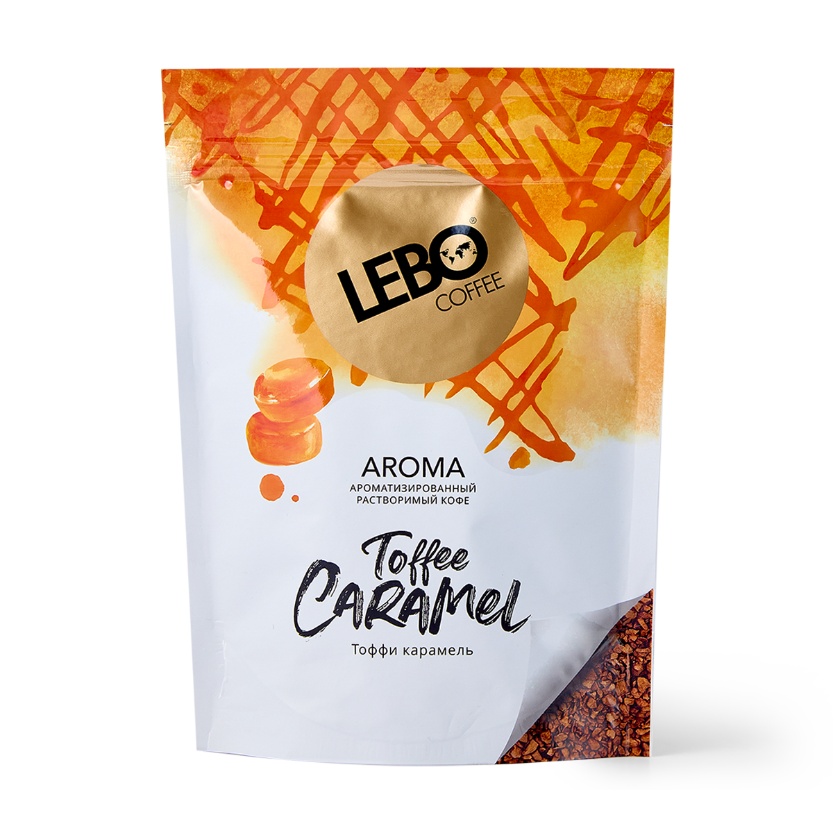Кофе Lebo Aroma Toffee Caramel, сублимированный, арабика, дой-пак, 70 г