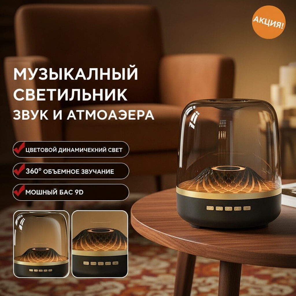 Harman Kardon Aura Studio 4 черная колонка всенаправленный звук LED кольцо