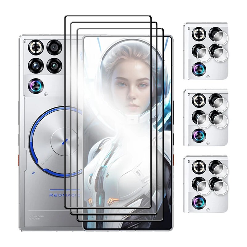 Защитное стекло 6-в-1 для ZTE Nubia RedMagic 11S ZTE nubia Red Magic 11S Pro, 3 Glass and 3 Lens