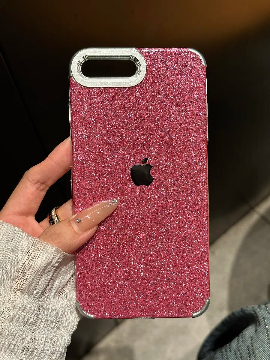Чехол на iPhone 7 Plus/8 Plus с принтом, защита камеры, розовый цвет
