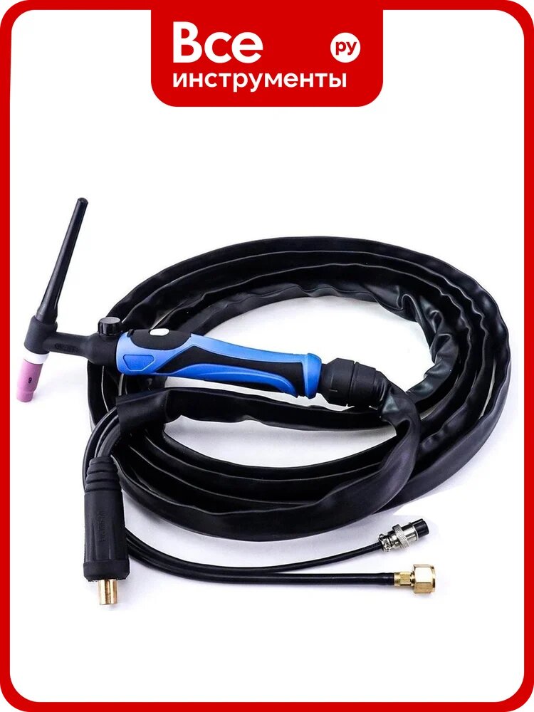 Горелка TIG WP 26 FXV (4 м, M16x1.5, 2 pin, 35-50, воздушное охлаждение, AC160А/DC250A, 0.5-3.2 мм) энаргит WP26FXV-4-M16-2P-3550