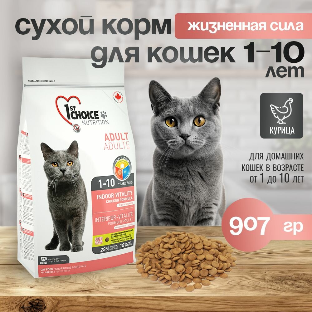 1st CHOICE сухой корм для домашних кошек Vitality с цыпленком