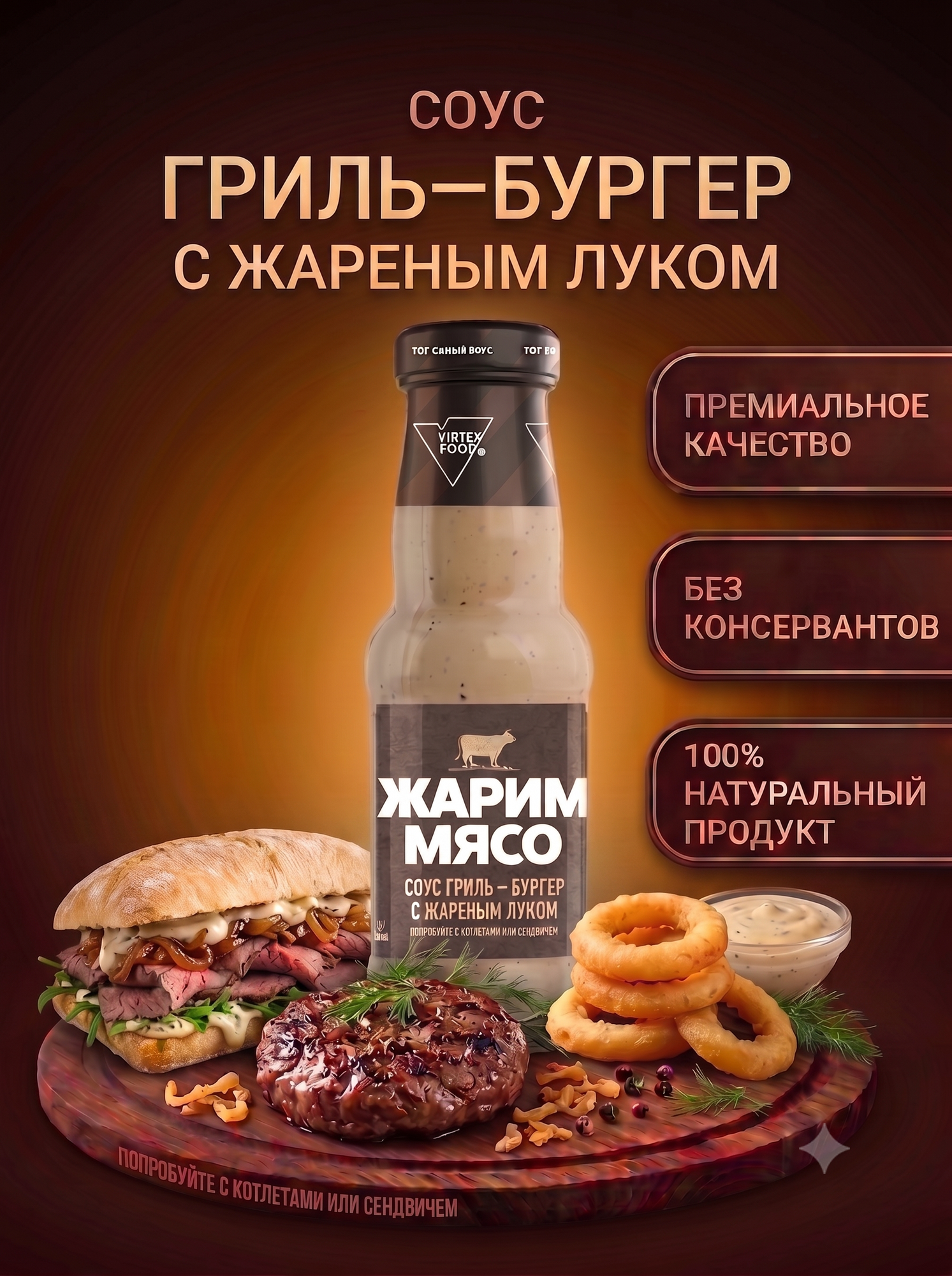 Соус "Жарим мясо", "Гриль-Бургер с жареным луком", неострый, 250г