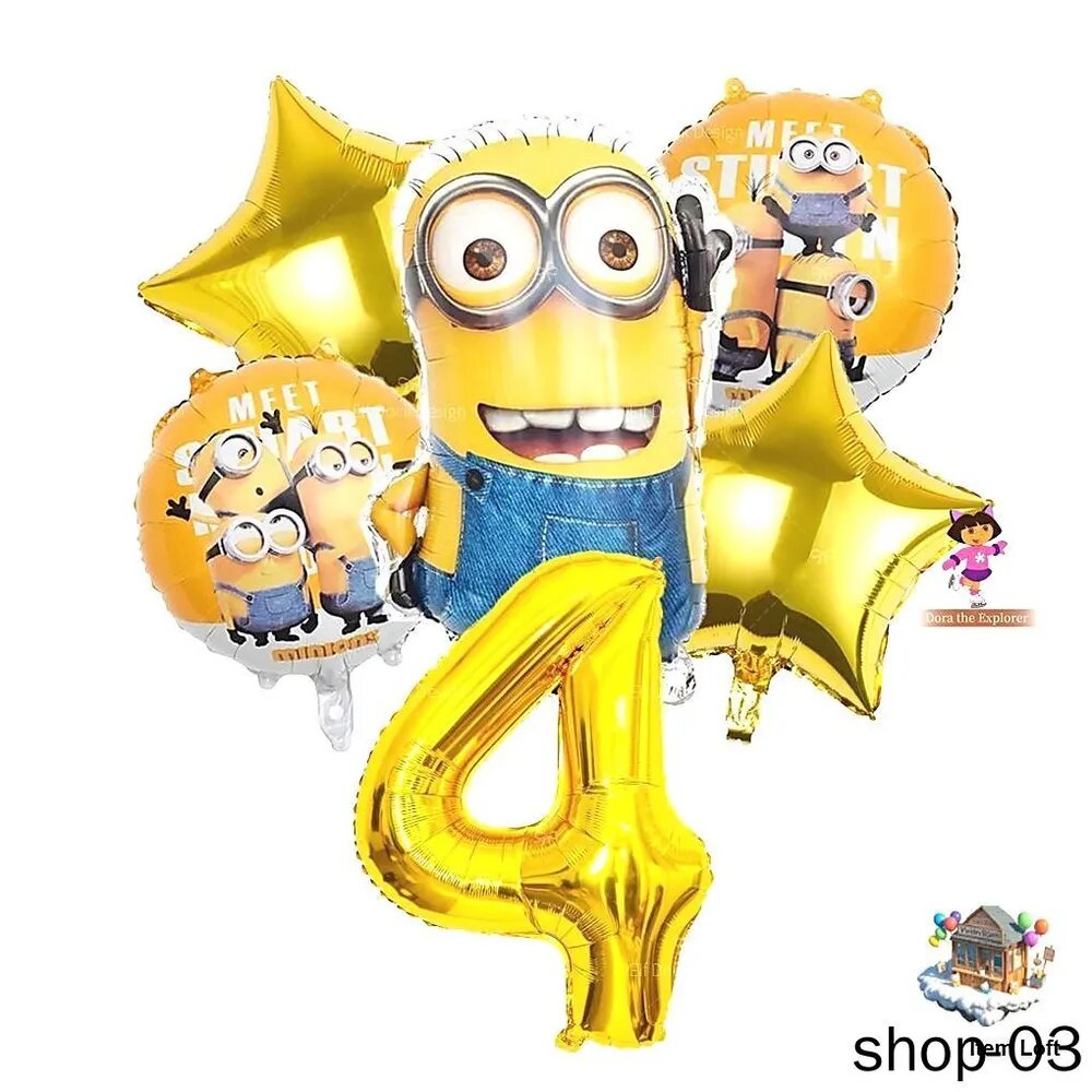 Набор воздушных шаров для дня рождения (Миньоны) (Despicable Me) с фольгированной цифрой, фигурками миньонов и латексными шарами, украшение для детской вечеринки