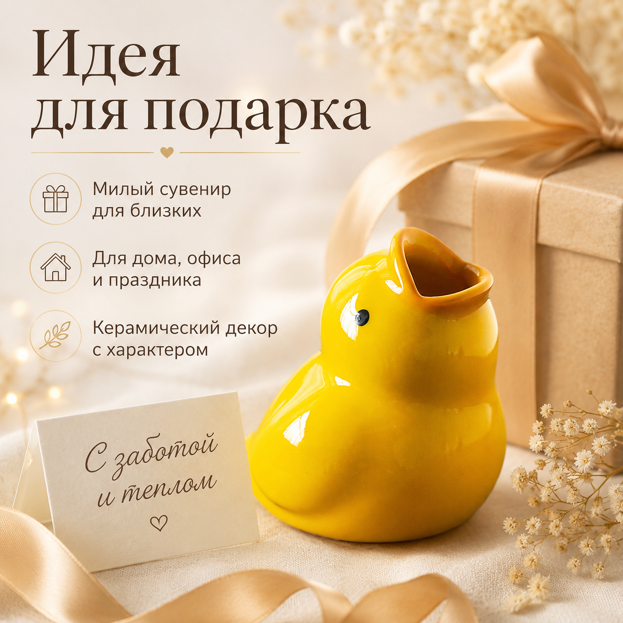 Утка Керамическая подставка для зубных щеток 6,5 смx5,5 смx7