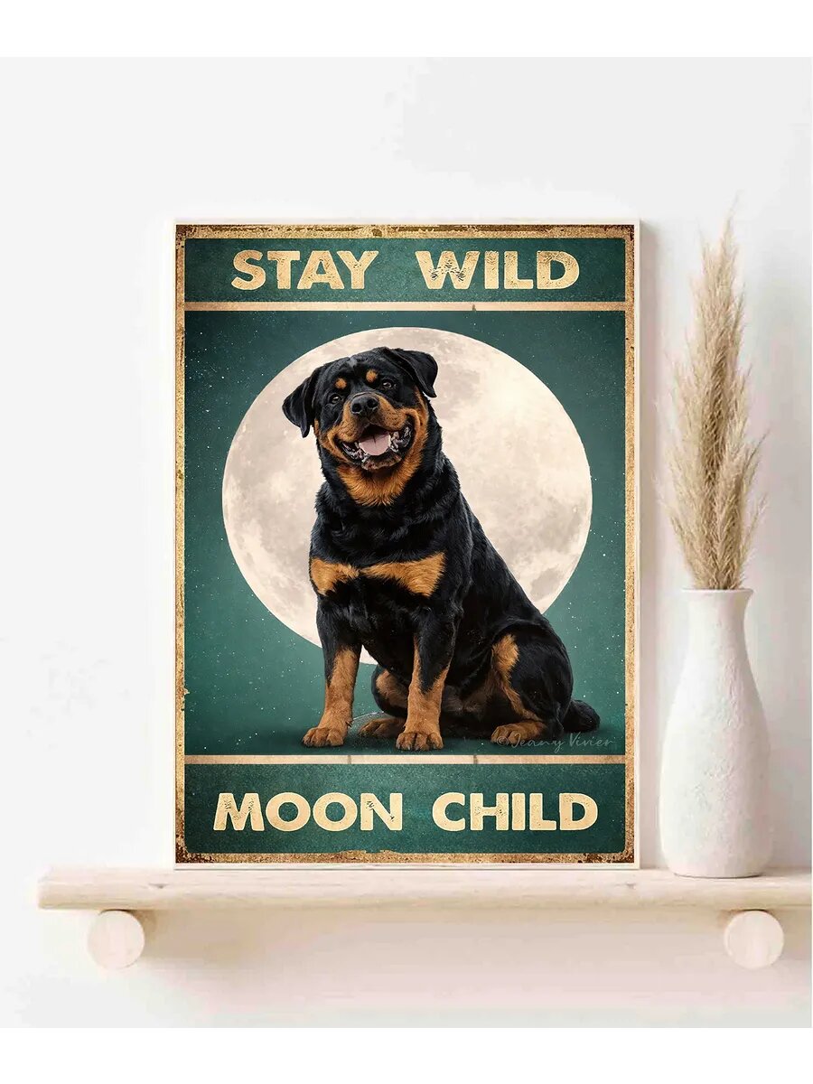 Ротвейлер, Stay Wild Moon Child, Плакат 30x42см