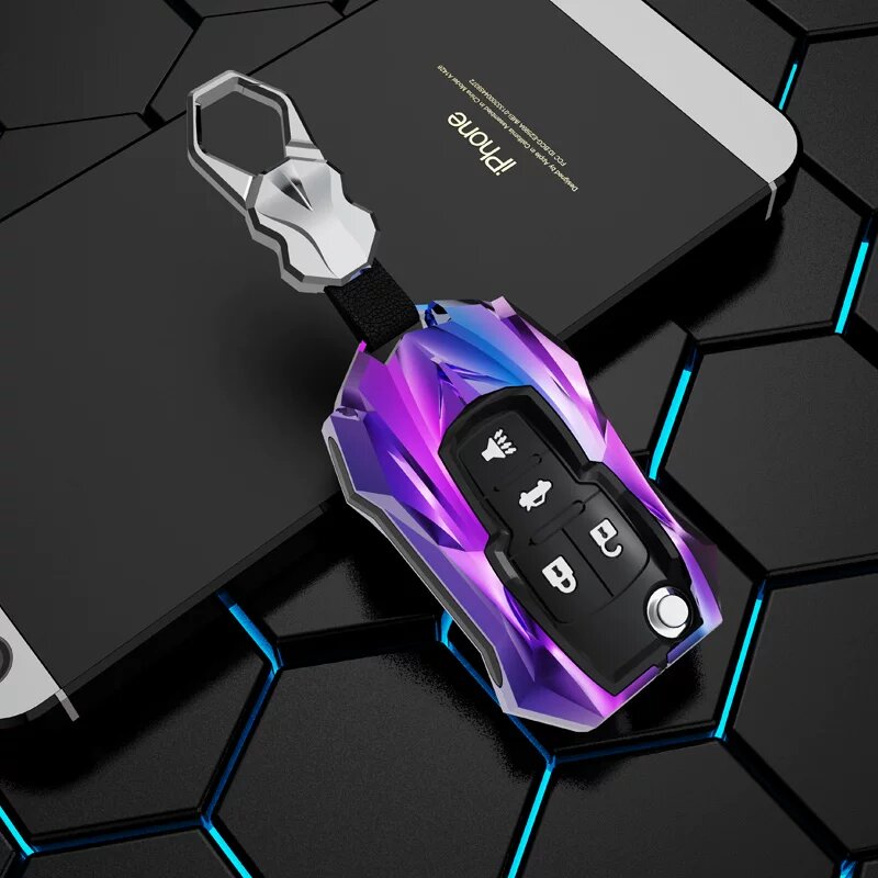 Кейс для брелока Chevrolet - J-Style, пастельный розовый с ночным светом и рисунчатой пряжкой