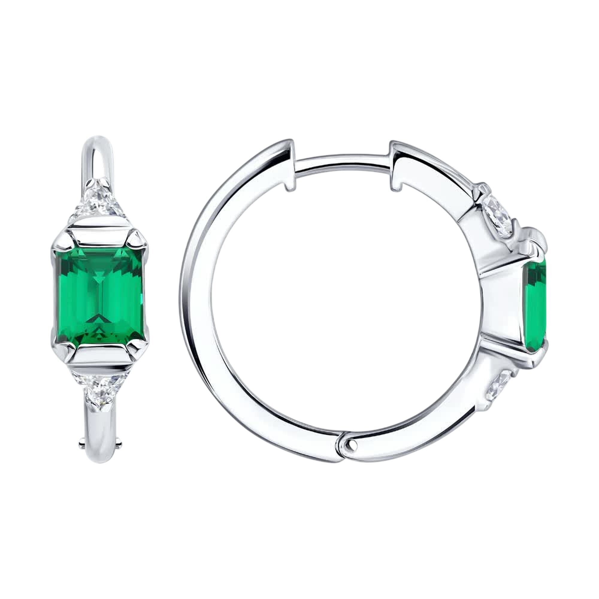 Серьги Diamant online, серебро, 925 проба, родирование, фианит