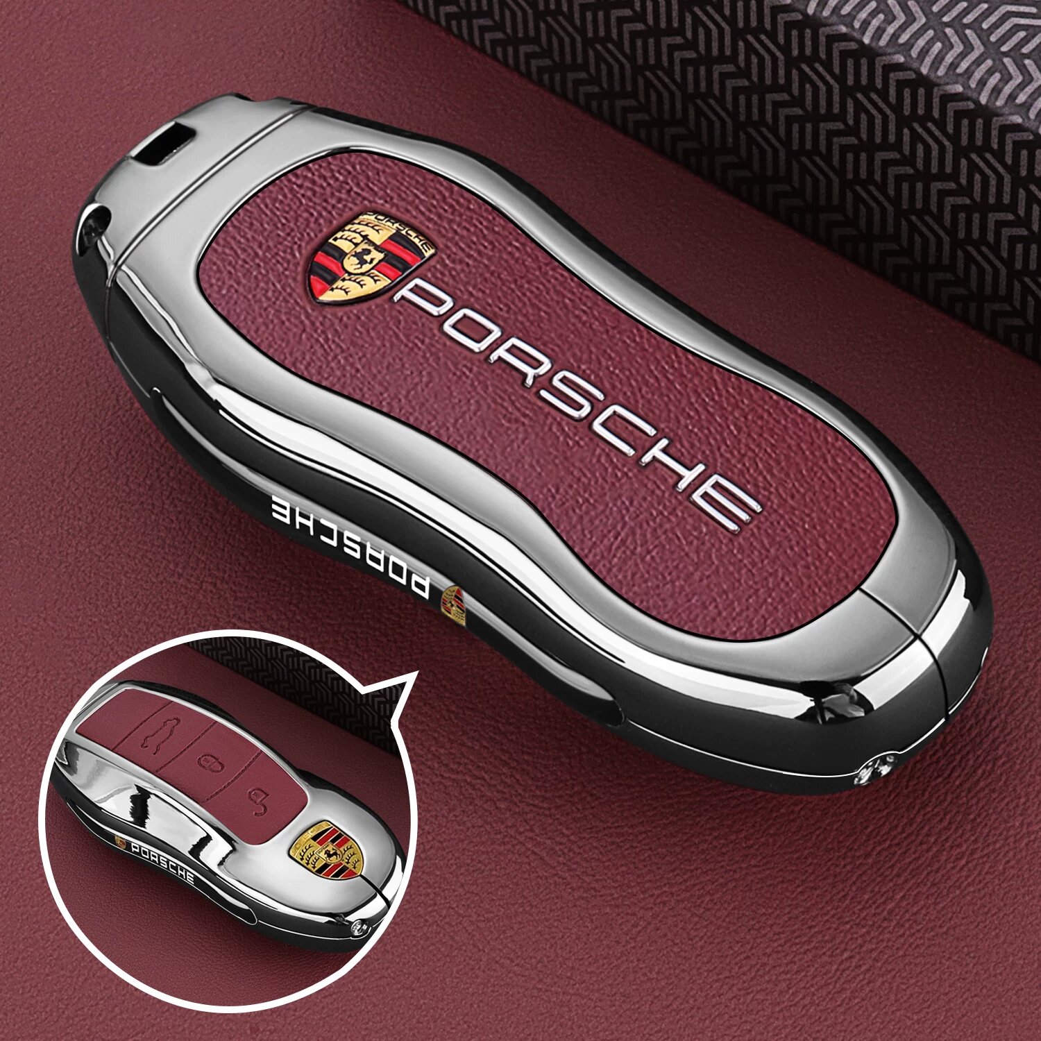 Автомобильный ключевой держатель Porsche одиночный корпус, финиш Volcanic Red, без замка для хранения ключей