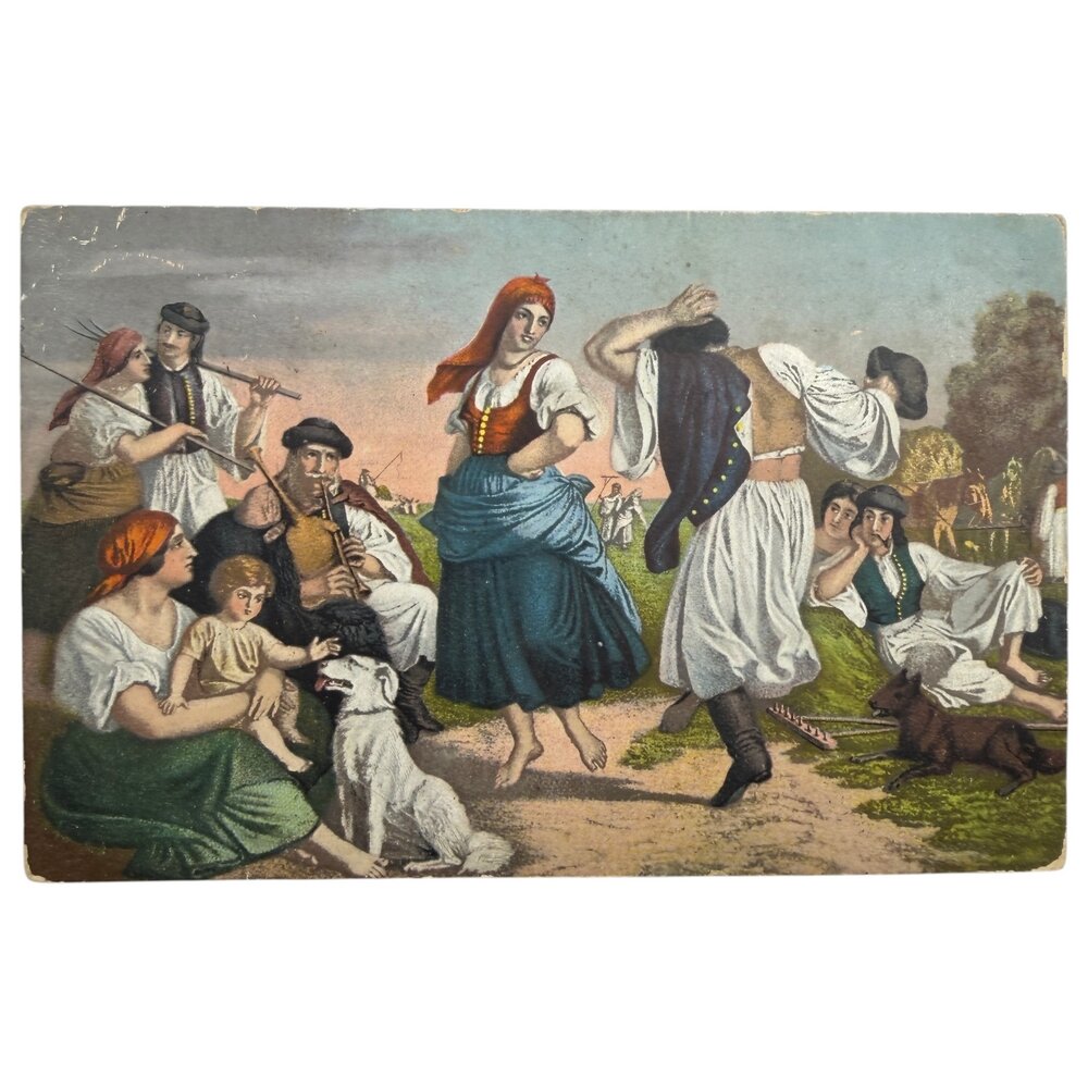 Почтовая открытка "Сербский народный танец" 1900-1914 гг. Германская Империя