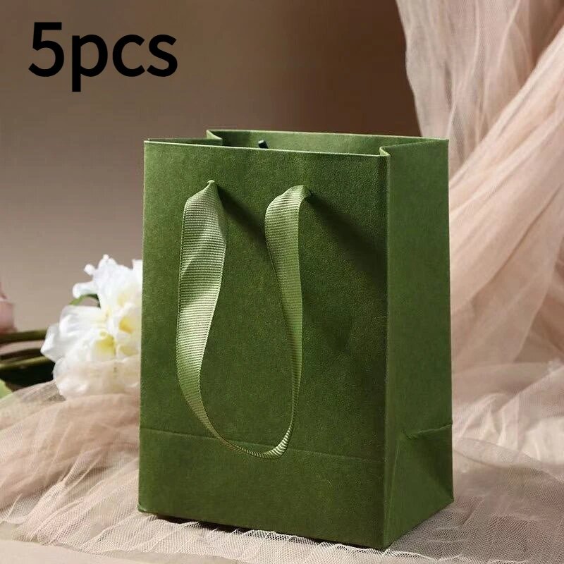 Ретро-зелёные подарочные пакеты (5 шт) Vertical Version-5pc
