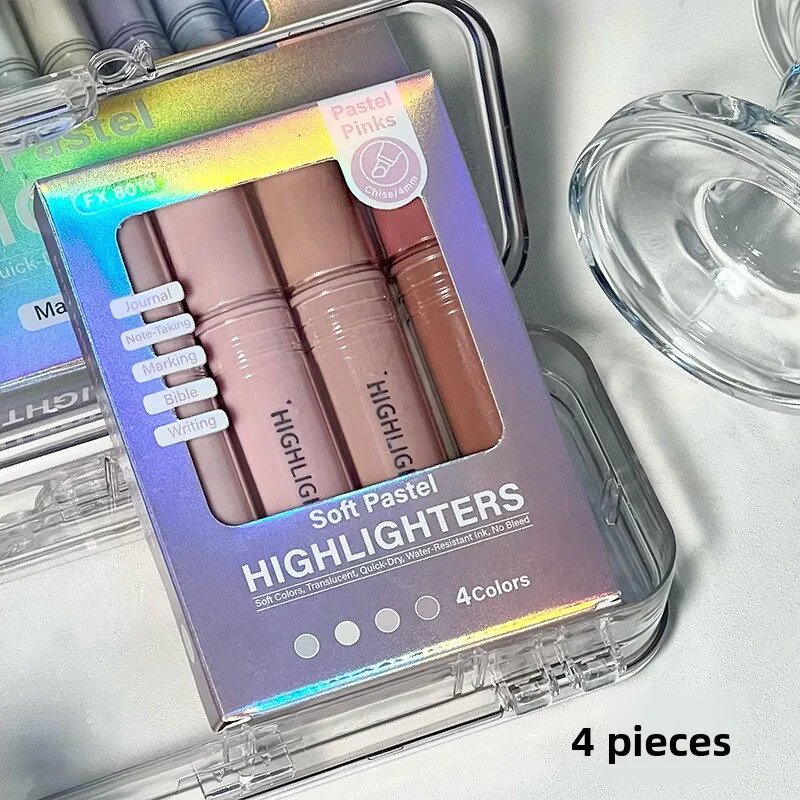 High-Beauty Soft Pastel Highlighters 4шт, Ygb44-pink-4pcs