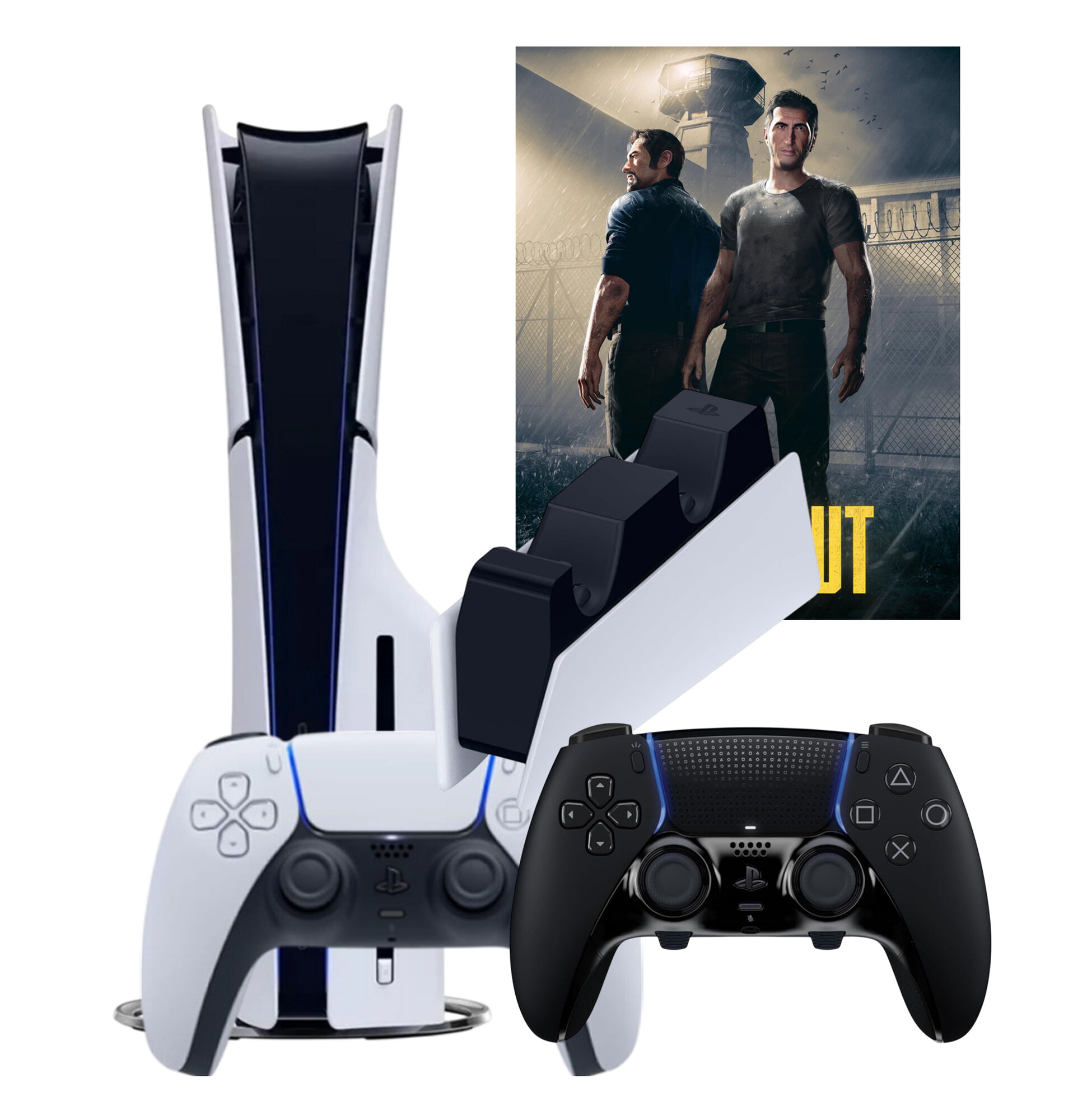 Игровая приставка PlayStation 5 Slim Disk + A Way Out+ Dualsense Charging Station+Dualsense Edge Black