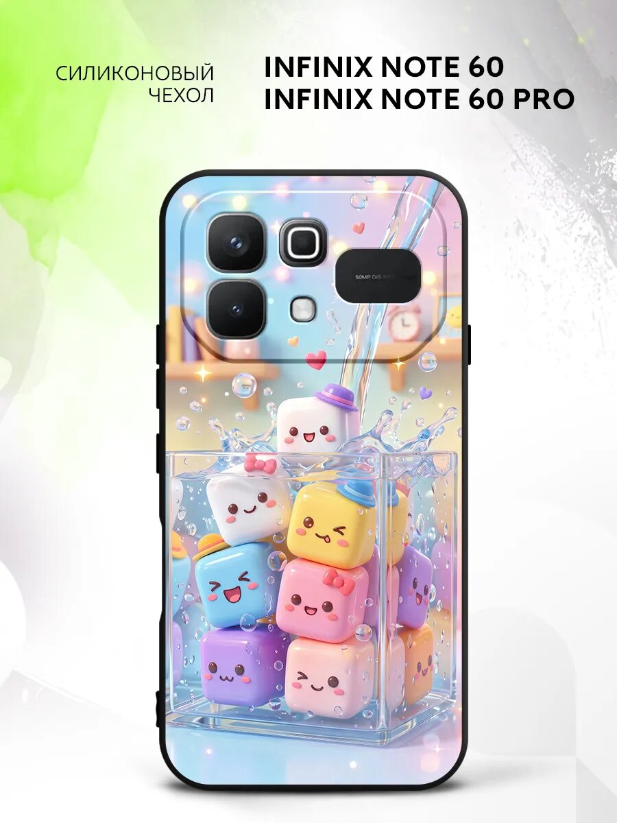 Чехол на Infinix Note 60/Note 60 Pro, Инфиникс Нот 60, Инфиникс Нот 60 Про кейс, противоударный, с принтом кубики аниме