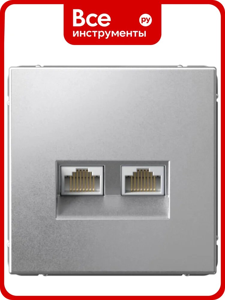 Розетка компьютерная двойная Systeme Electric ArtGallery, RJ45+RJ45, кат.6А, механизм, Алюминий GAL000388