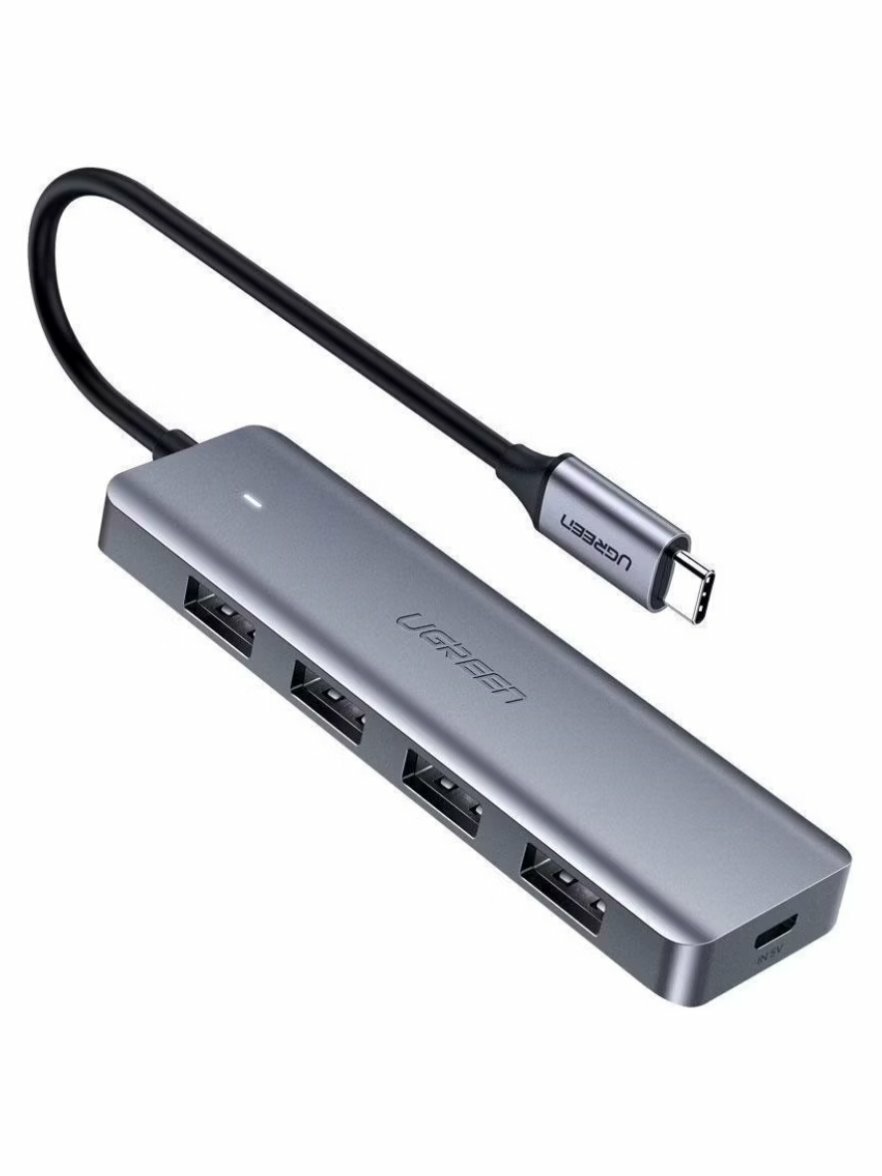 Хаб (разветвитель) Ugreen 4 в 1, 4 x USB, серый(70336)