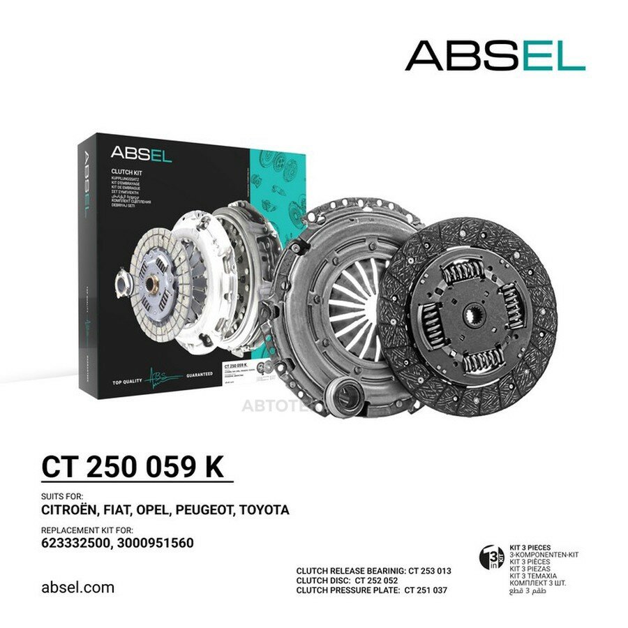 Комплект сцепления (корзина диск подшипник) ABSEL CT250059K
