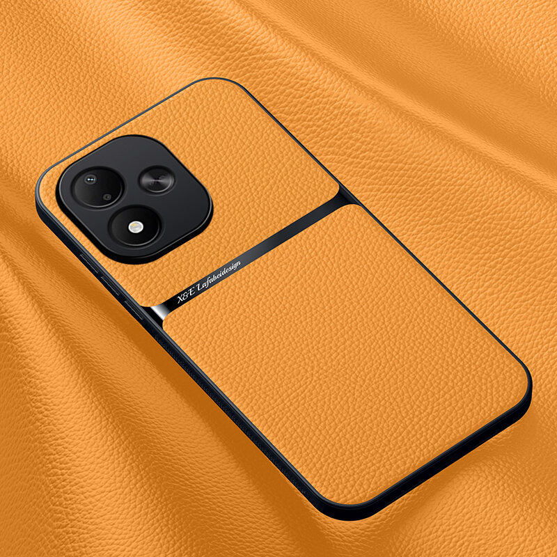 Роскошная кожа чехол для Xiaomi Redmi Note 17 / Redmi Note 17 5G , c защитой камеры, Встроенная металлическая железная пластина