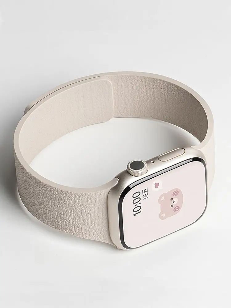 Силиконовый магнитный ремешок без пряжки, подходит для Apple Watch серий 1-9, SE/10, 42-44-45-46-49мм