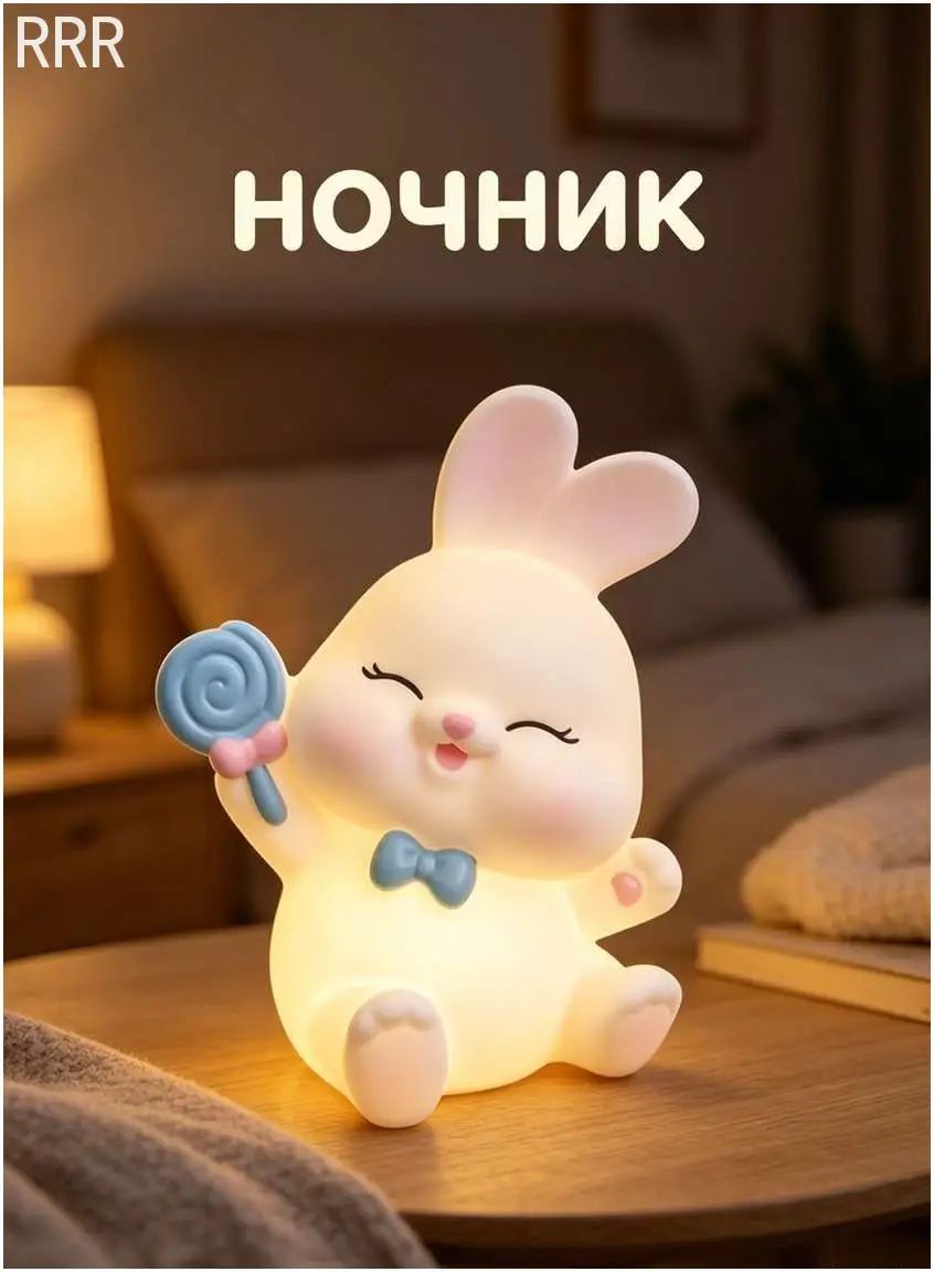 Ночник Мультикулярная крачка светодиодный золотой с выключателем на проводе теплый белый свет для дома и спальни