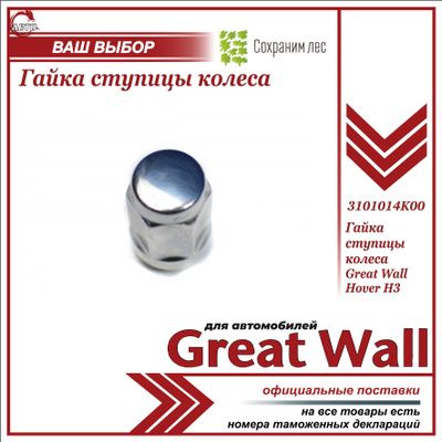Гайка ступицы колеса для Грейт Вул Ховер Н3 / Great Wall Hover H3 / 3101014K00