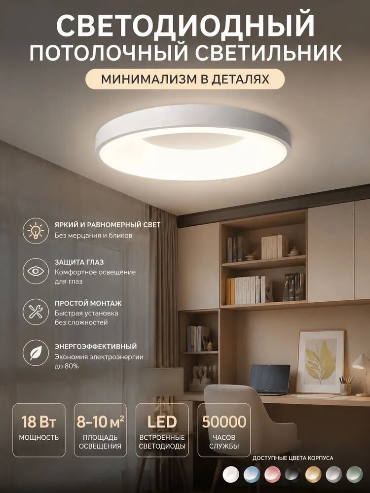 Потолочный светодиодный светильник 36 Вт 500x500 мм с акриловым плафоном и световым потоком 4800 лм