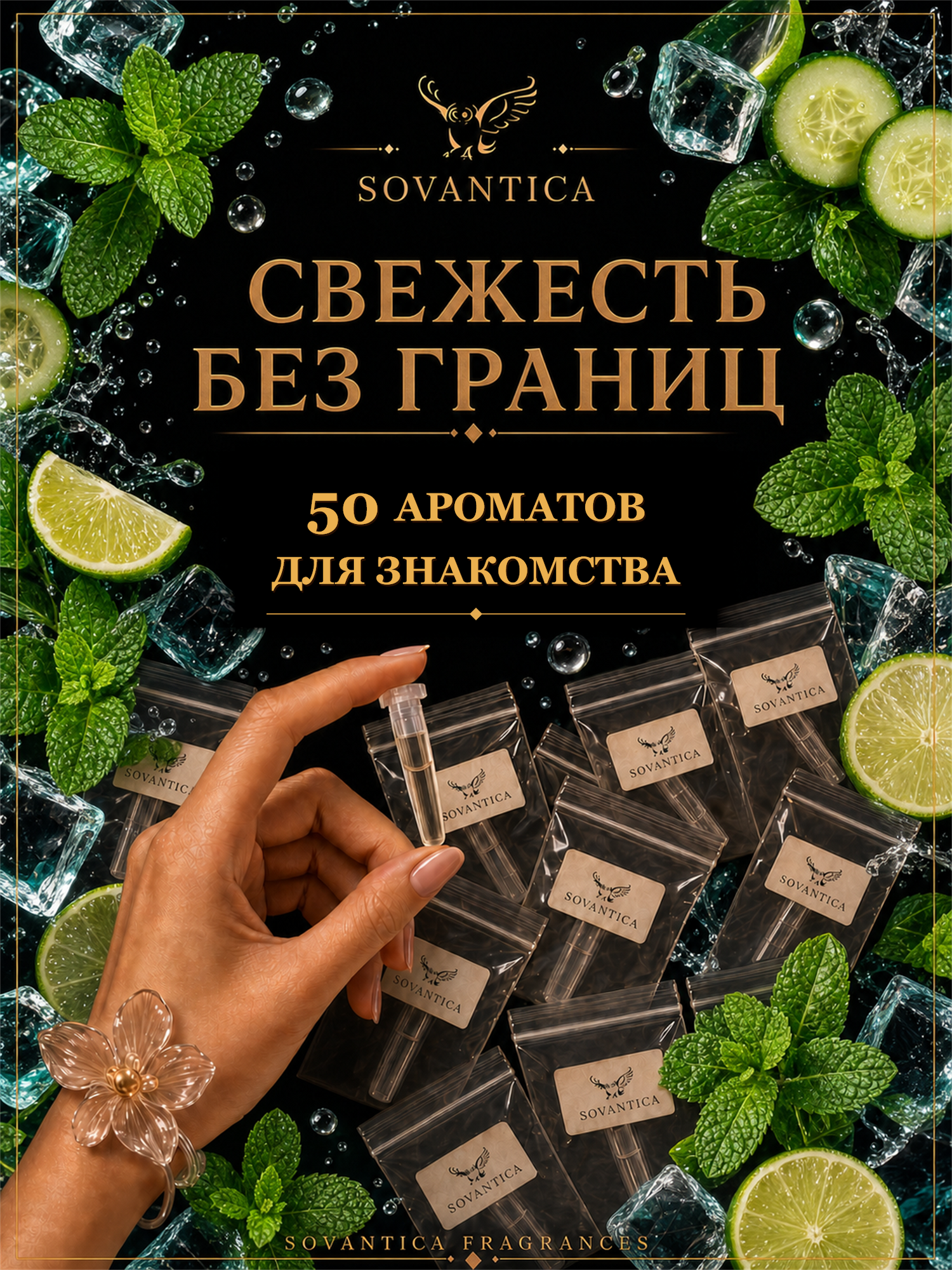 Набор отдушек •СВЕЖЕСТЬ без ГРАНИЦ• 50 ароматов по 1 г, Sovantica Fragrances