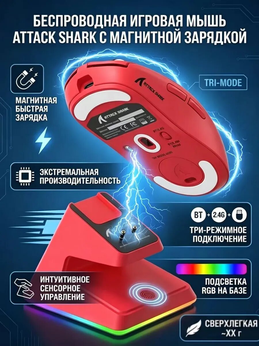 Красная bluetooth-мышь