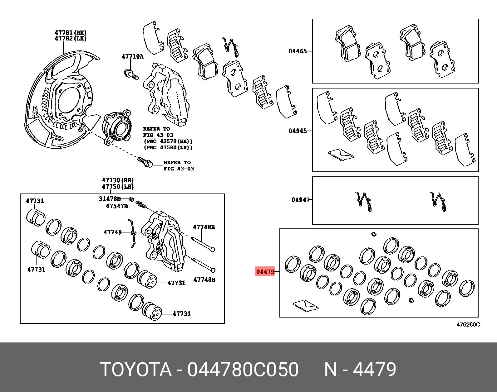 Ремкомплект Суппорта Fr Toyota Tundra/Sequoia 07- 04478-0C050 Org (TOYOTA 044780C050)