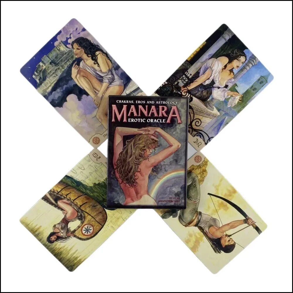 Карты Таро Manara Erotic Oracle, 35 карт, Черный, розовый, Английский
