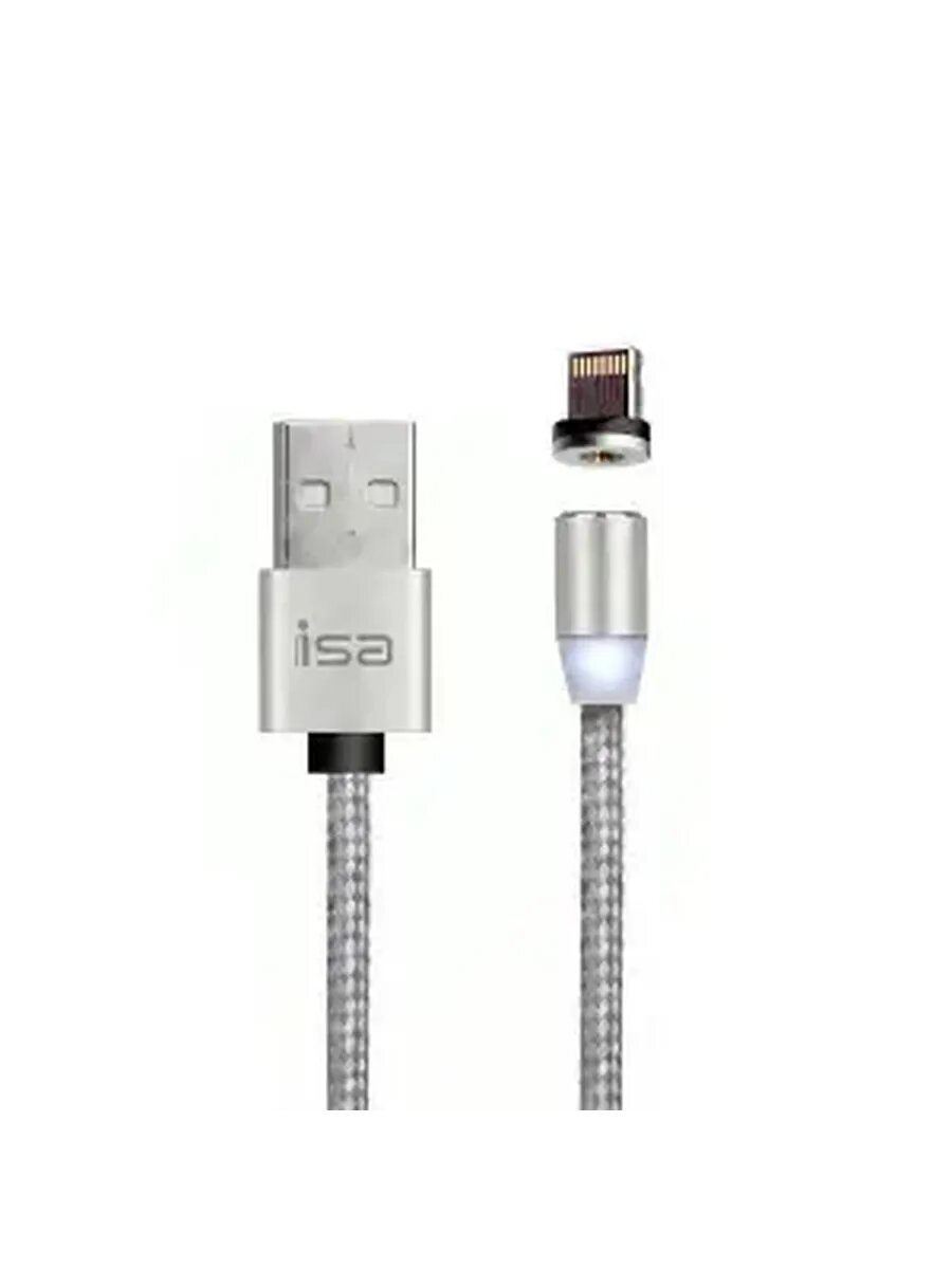 Магнитный USB-кабель Lightning 1.2м — серебро