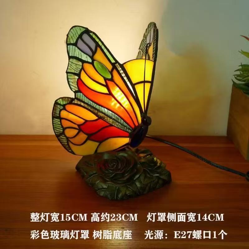 Настольная Лампа Тиффани/Украшение интерьера/форма бабочки/，15*23cm，тёплый свет