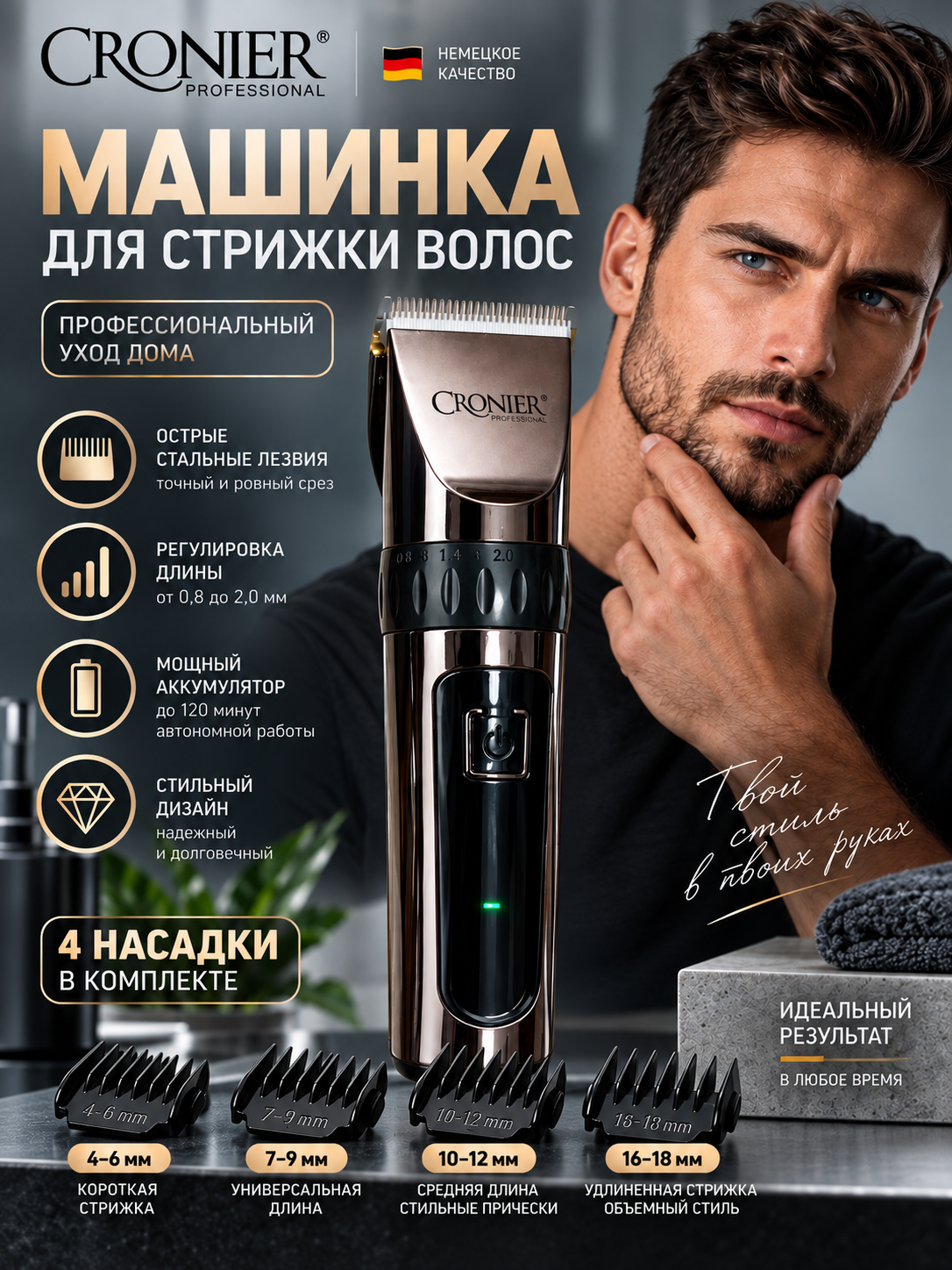 Машинка для стрижки волос профессиональная до 18 мм