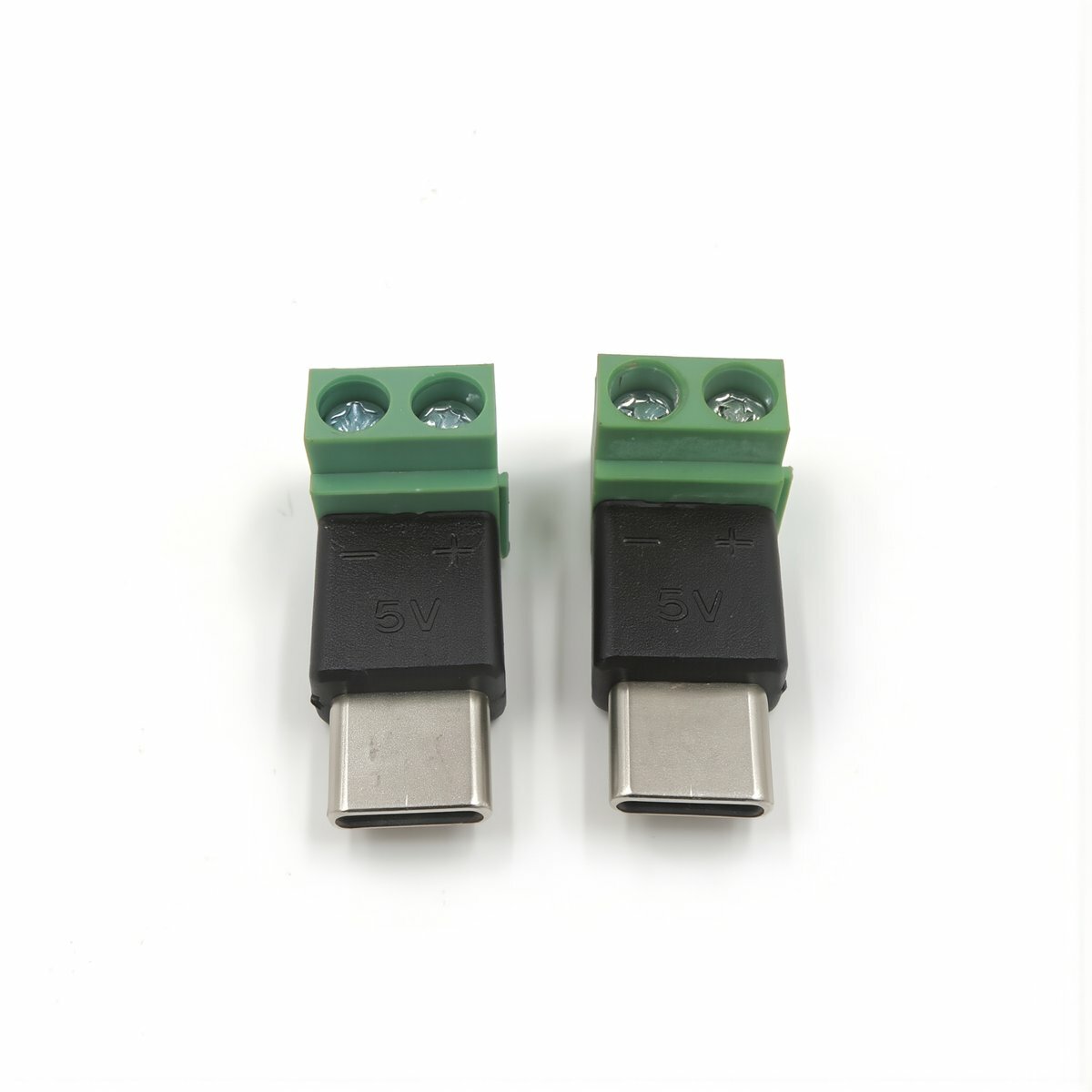 USB Type-C переходник на 2 клеммы без пайки 5В 3А комплект из двух адаптеров для зарядки гаджетов, Type C male → 2Pin, старый (OTG)