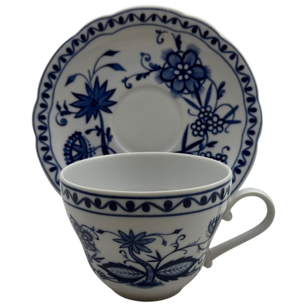Чайная пара "Синий лук", 200 мл, фарфор, 1970-1980 гг, Kahla, ГДР