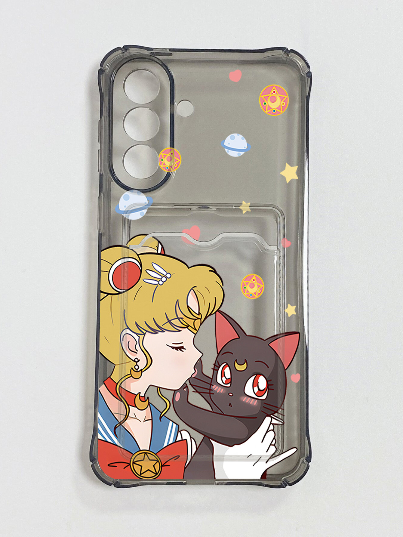 Чехол для Samsung Galaxy S25+(Самсунг S25+) с отделением для карт памяти, Sailor Moon Сейлор Мун, мягкая прозрачная крышка