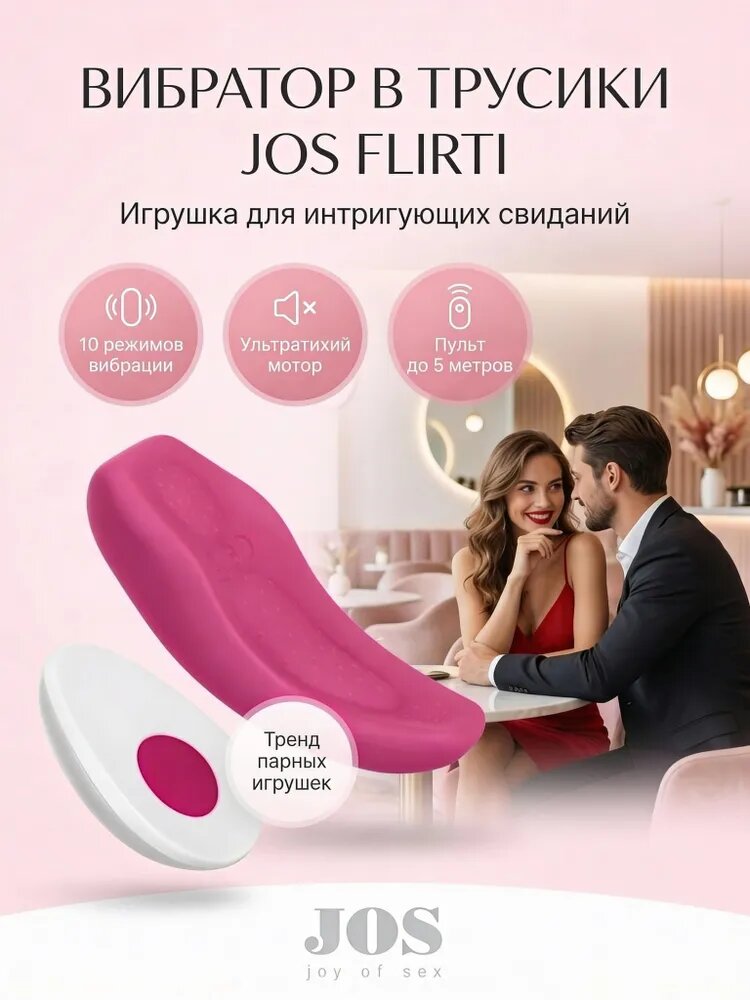 Вибратор JOS Joy of Sex мини-малиновый интим-вибратор для женщин, компактный 9.3 см, мощная стимуляция клитора, USB-зарядка, идеальный подарокКлиторальный вибратор для девушек в трусики FLIRTY