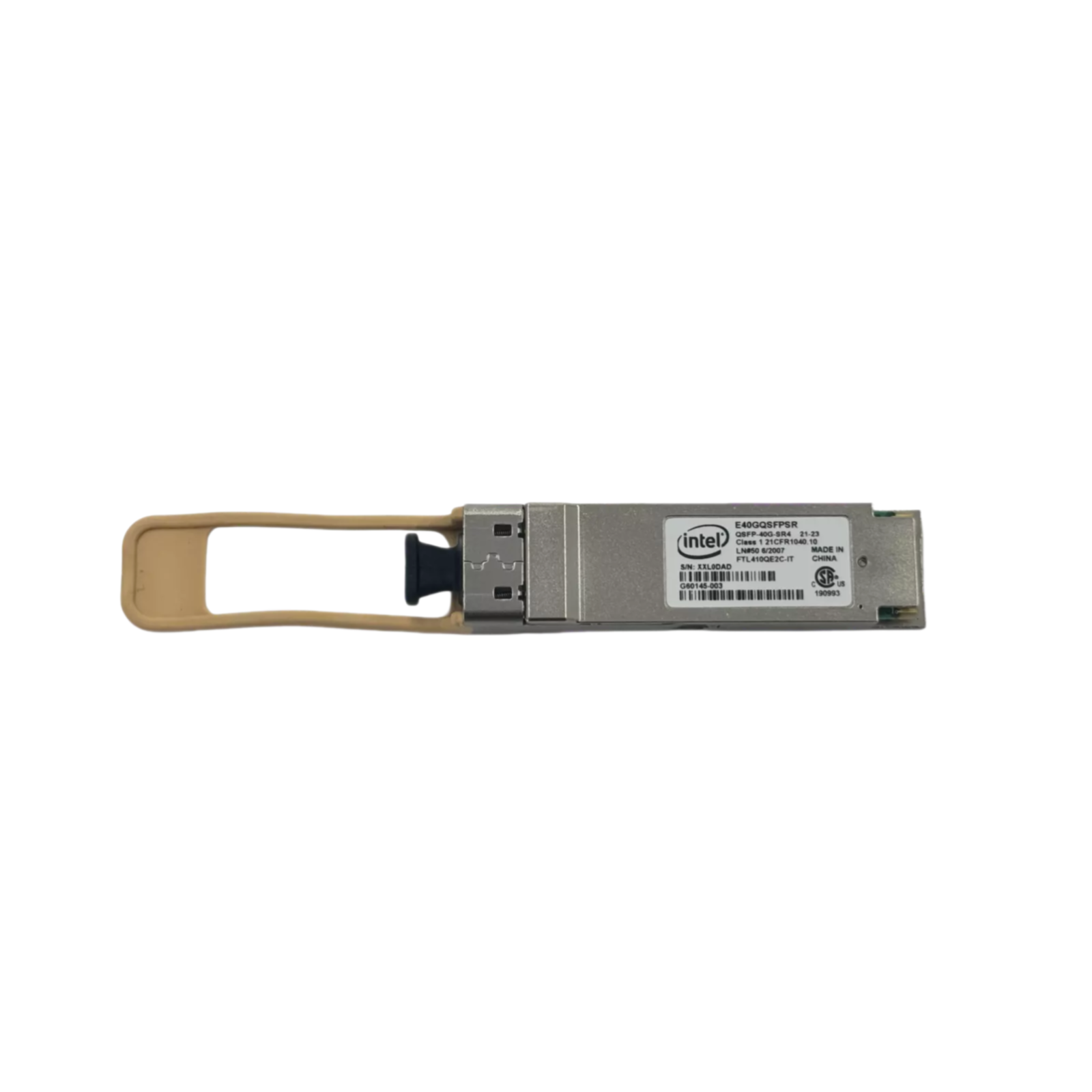 Трансивер Intel E40GQSFPSR QSFP-40G-SR4 40GBASE-SR4 MMF 850nm QSFP+ Transceiver (MMF, 850nm, 100m on OM3 or 150m on OM4, MPO, DDM).