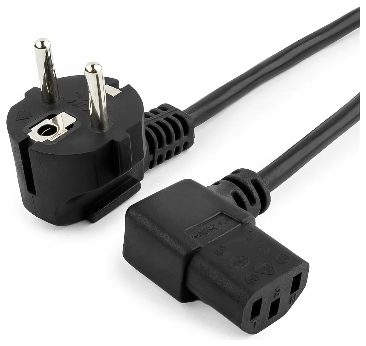 Кабель питания Cablexpert 1.8м Schuko-C13 VDE 10А черный угловой, разъем с заземлением PC-186A-VDE