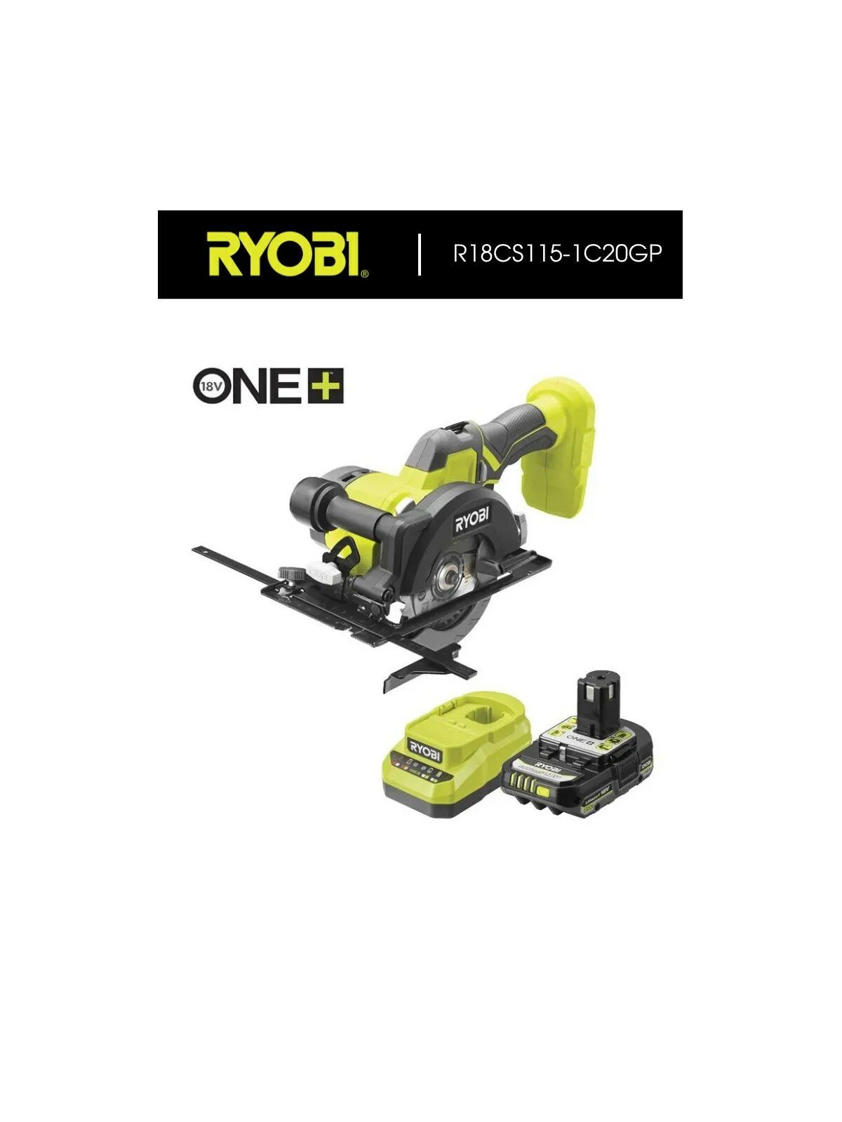 Дисковая пила аккумуляторная Ryobi R18CS115-1C20GP ONE+ 115 мм (1x2.0Ач) арт. 5133006950